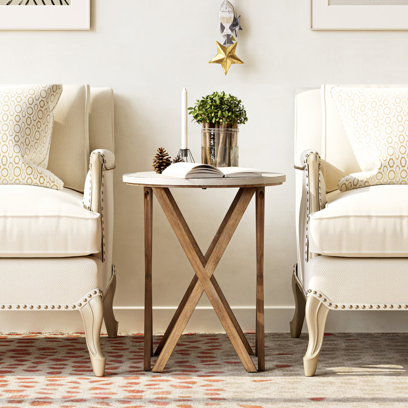 Latitude Run® Rustic Round Rustic End Table, Boho Nightstand | Wayfair